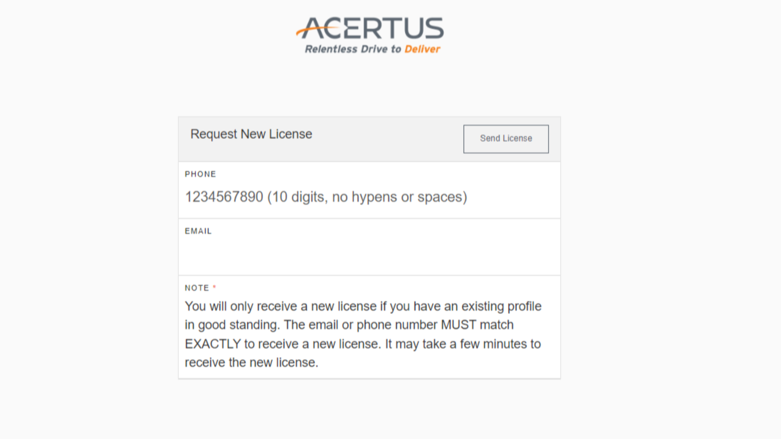 Requesting a License and Subdomain – ACERTUS